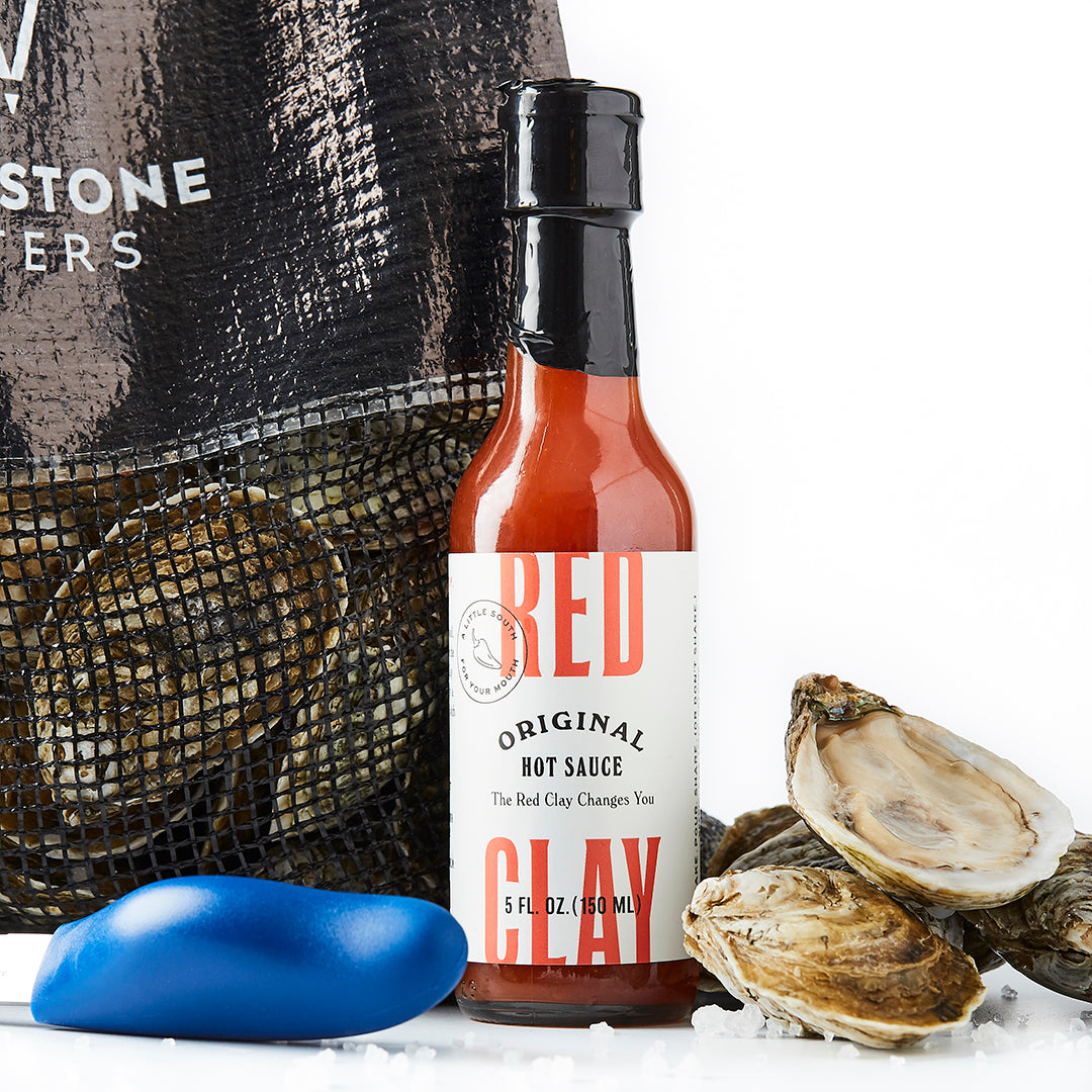 Raw Bar Mini Kit | 50 White Stone Oysters + Hot Sauce